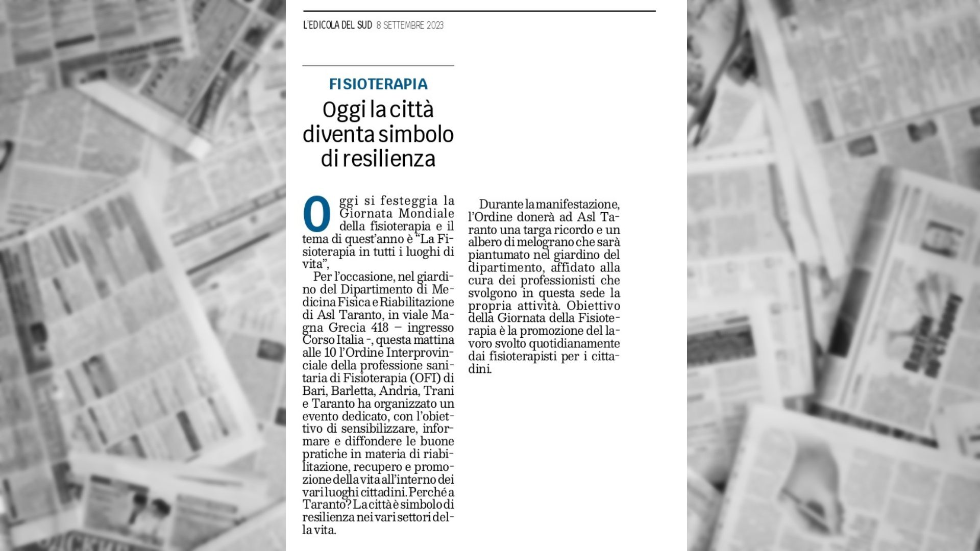 Oggi la. città diventa simbolo di resilienza - OFIBABATTA
